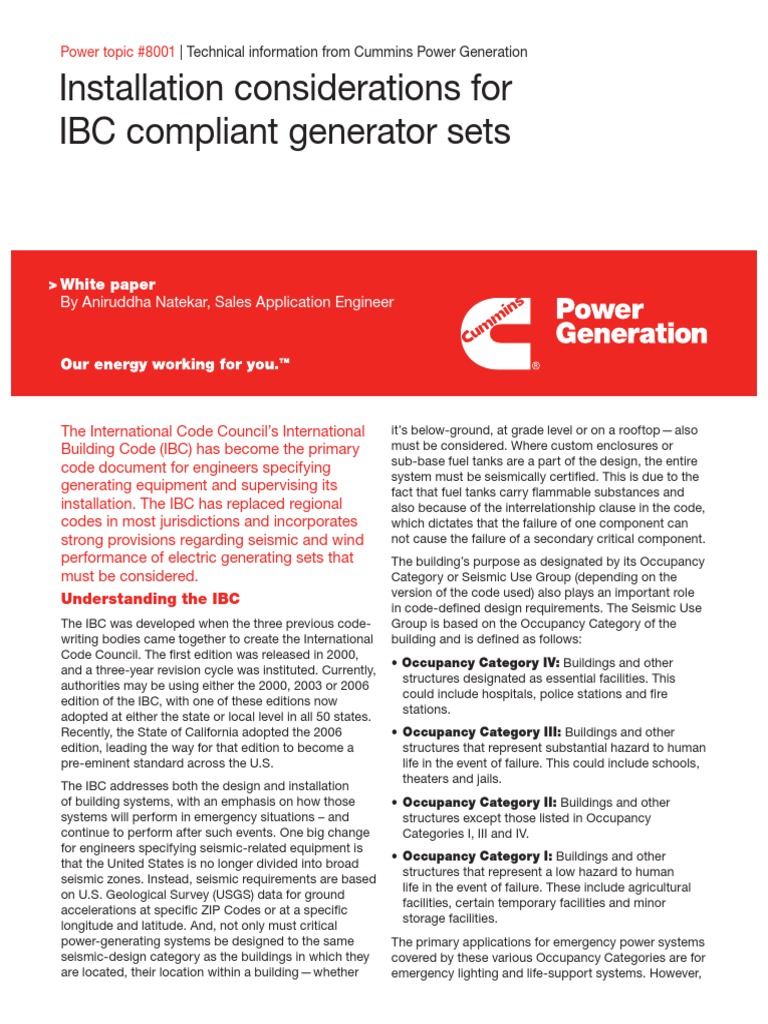 Installation Considerations For IBC Compliant Generator Sets | PDF ...