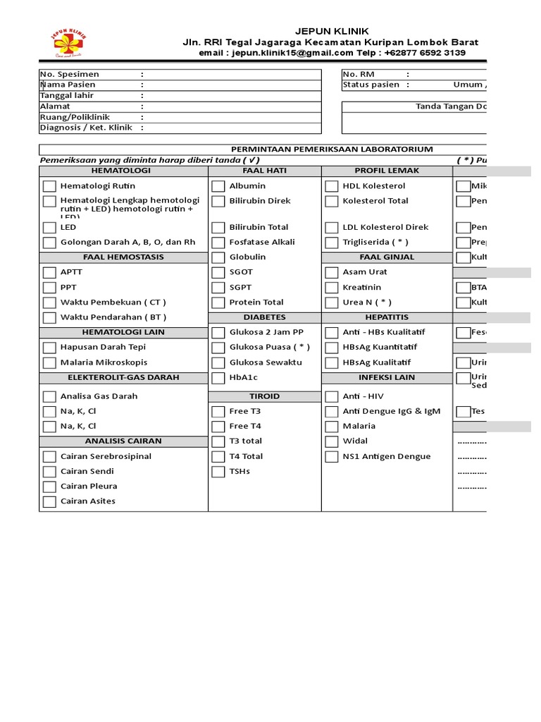 Formulir Permintaan Lab | PDF