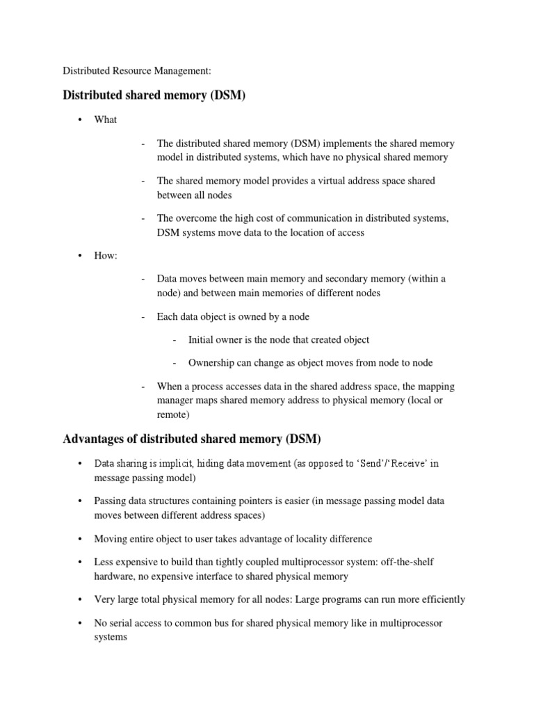 An In-Depth Look at Distributed Shared Memory Systems and Algorithms | PDF | Computer Data ...