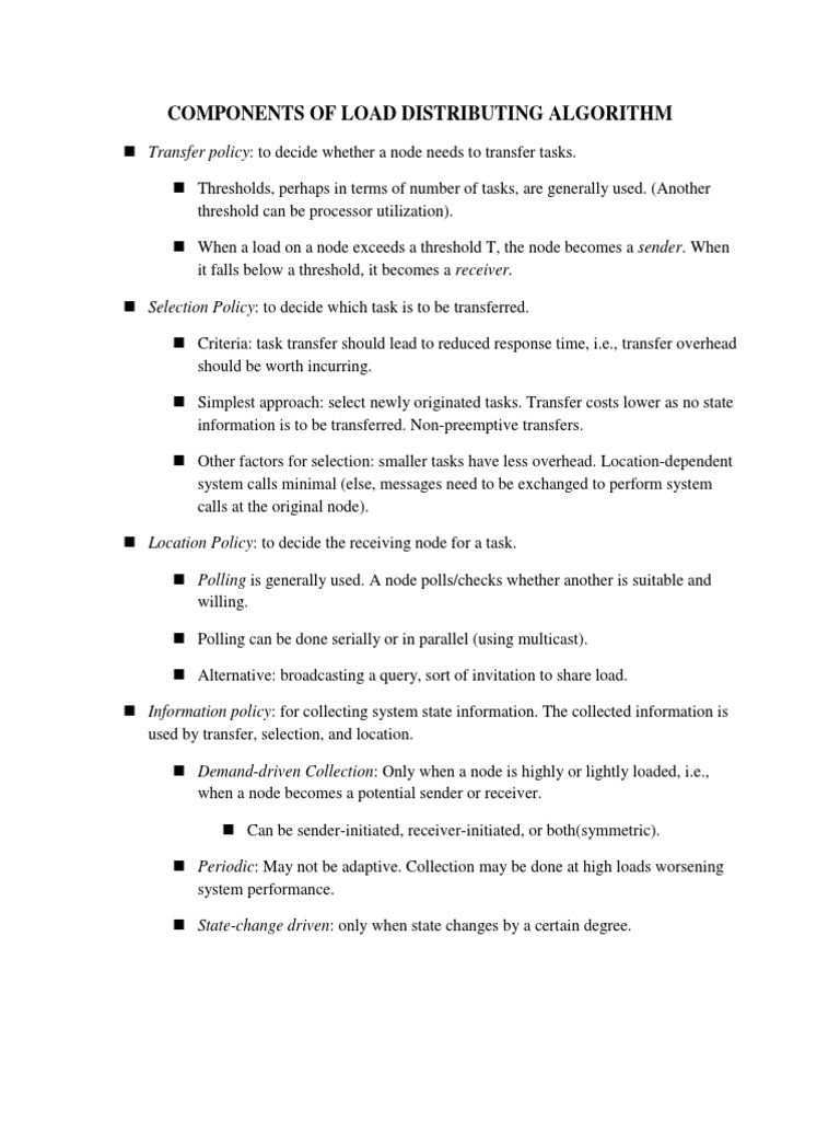Components of Load Distributing Algorithm | PDF