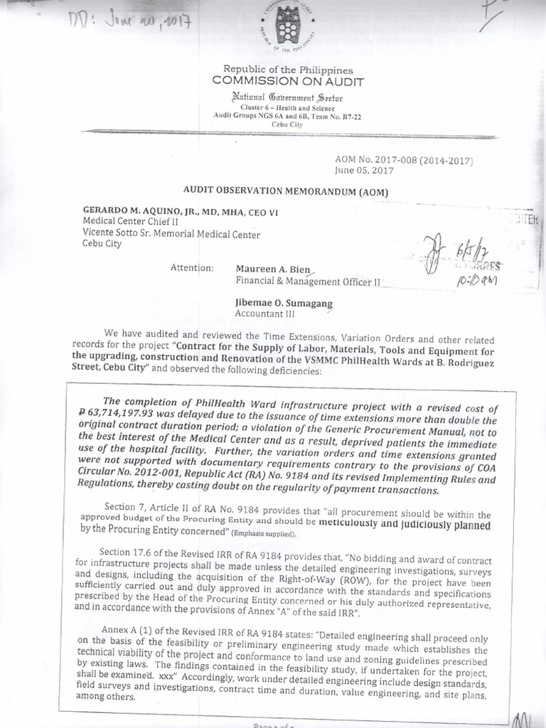 COA Infrastructure AOM | PDF