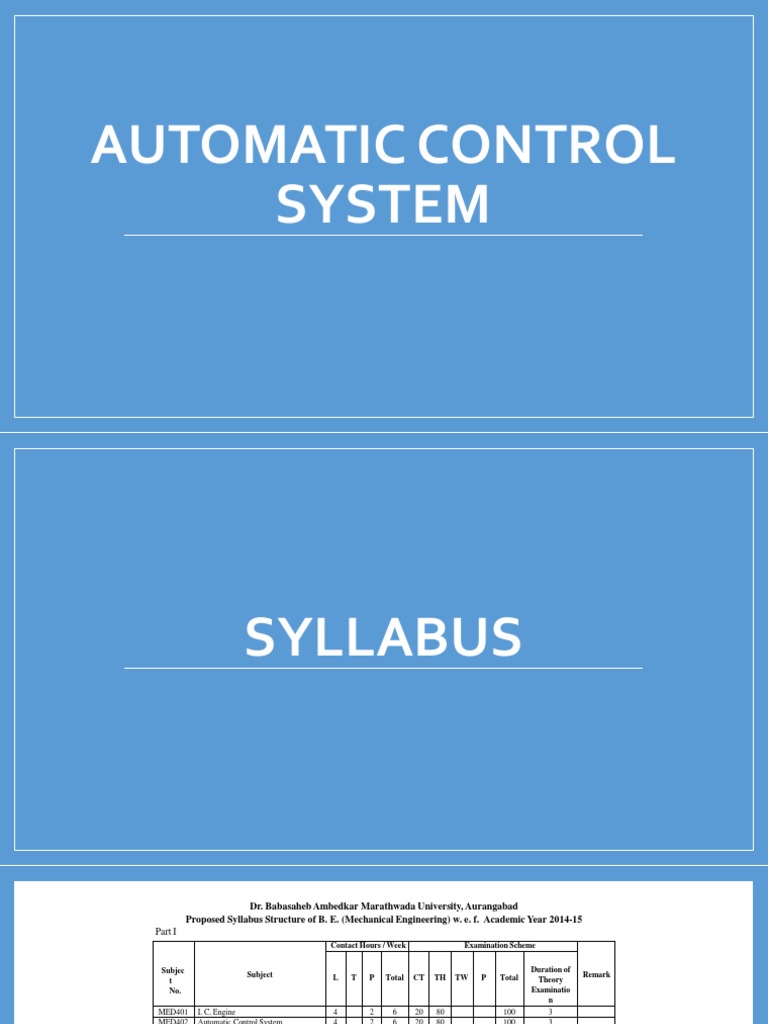 UNIT I of Automatic Control System (Dr. BAMU) | PDF | Control Theory ...
