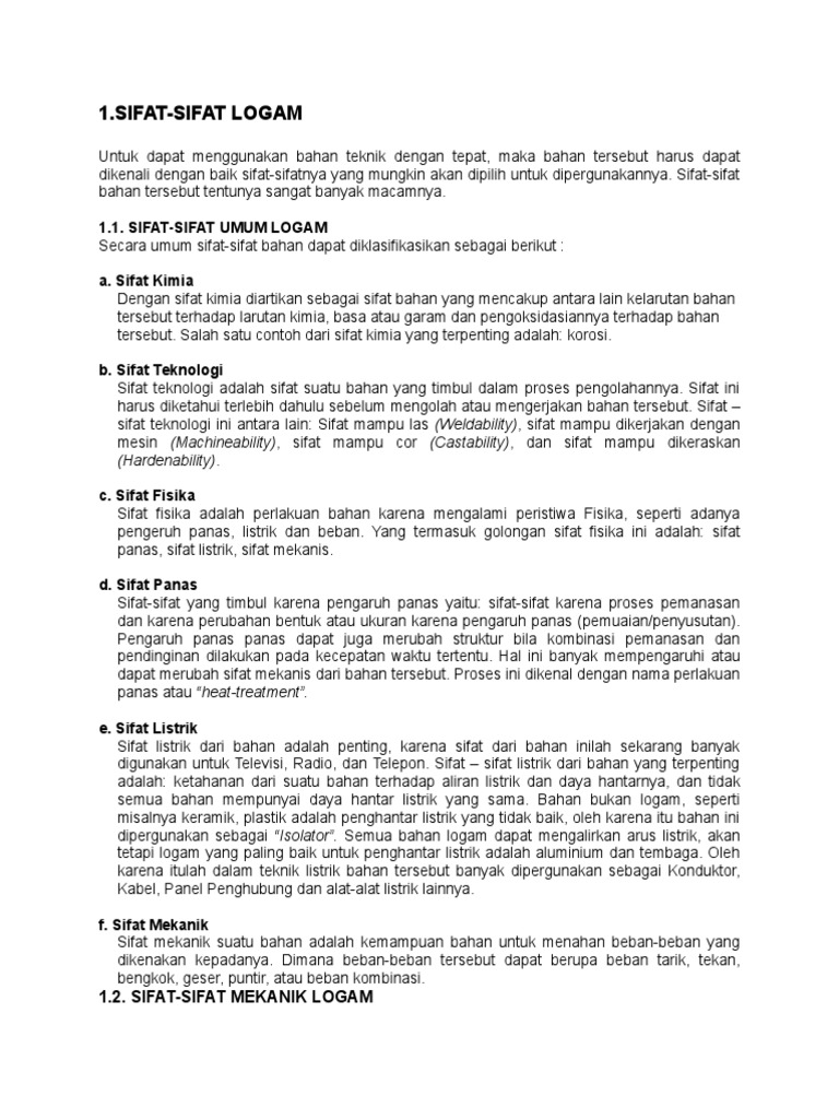 Sifat Sifat Logam Pdf