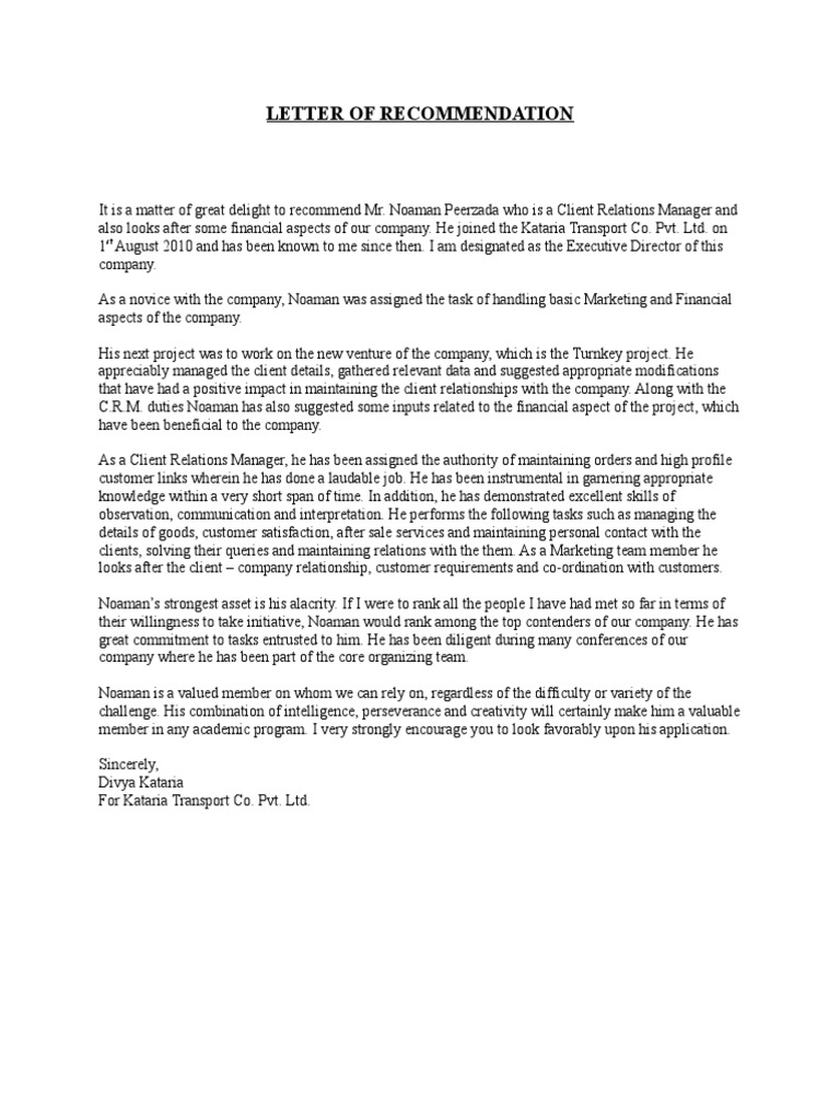 Sample LOR Work | PDF