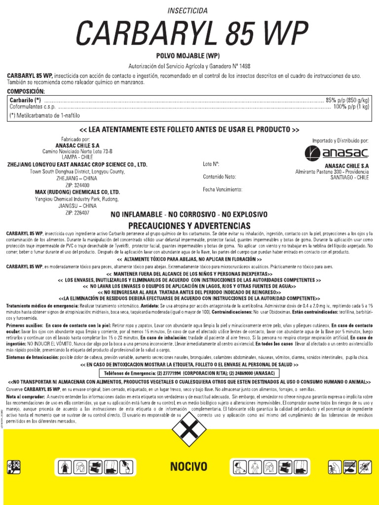 Etiqueta Carbaryl 85 WP | PDF