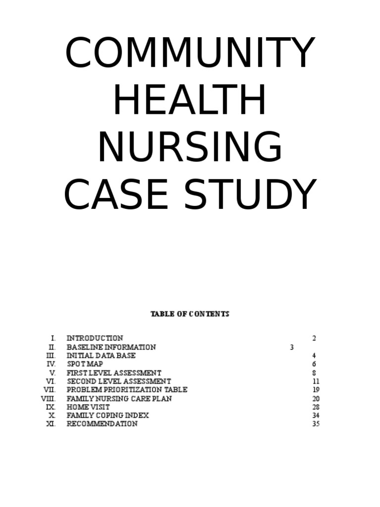 Case Study Community Health Nursing | PDF | Malnutrition | Hygiene