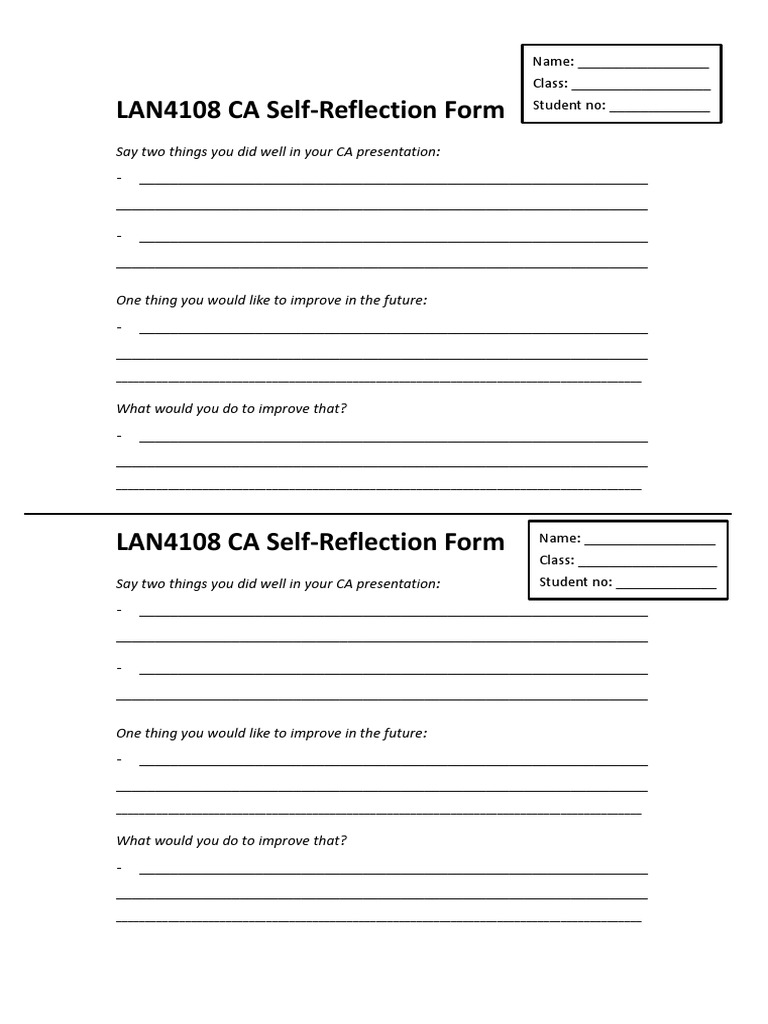 LAN4108 Student Self-Reflection Form | PDF