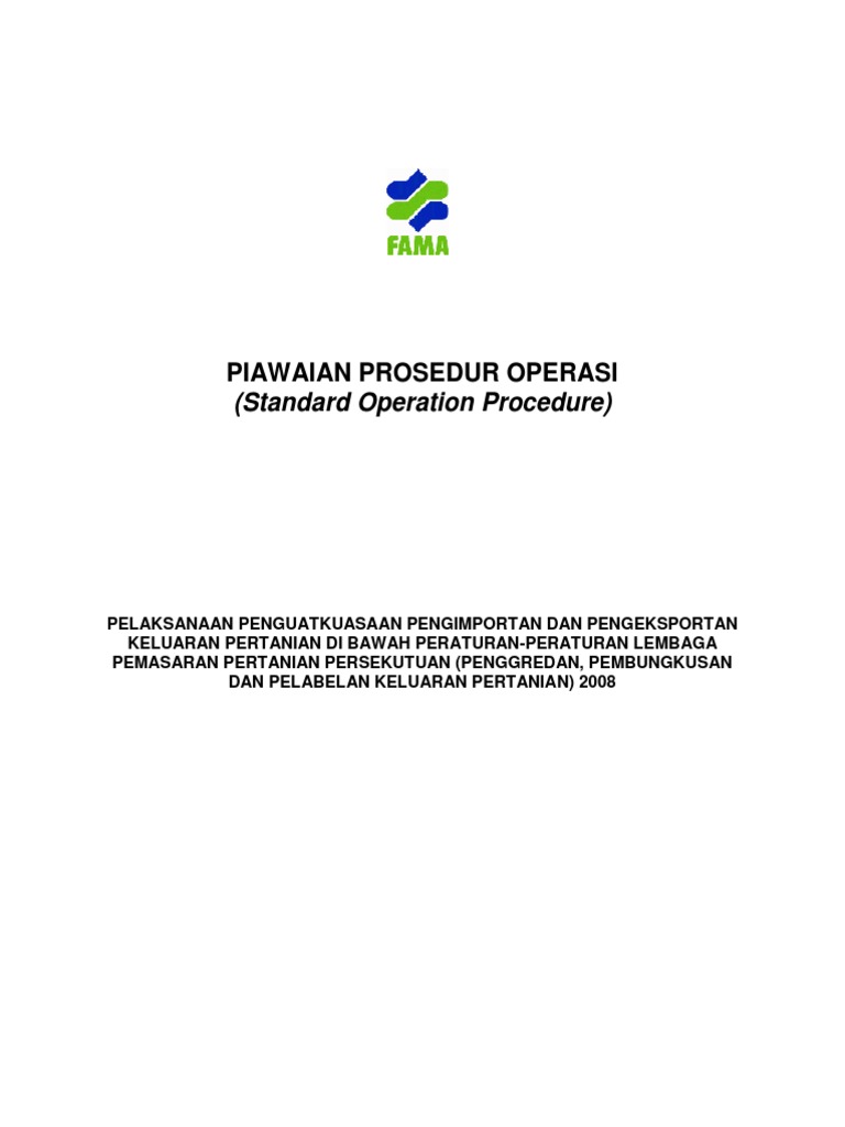Standar Operasi untuk Sijil Kepatuhan Keluaran Pertanian di Bawah ...