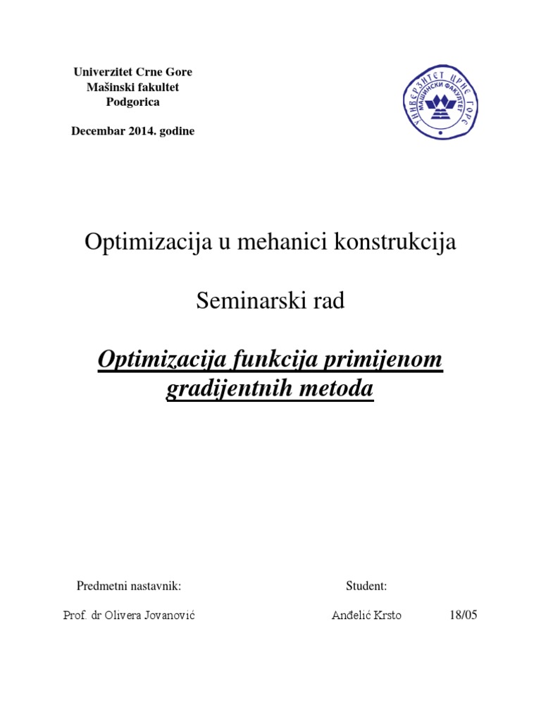 Optimizacija U Mehanici Konstrukcija - Primjeri I Kodovi | PDF