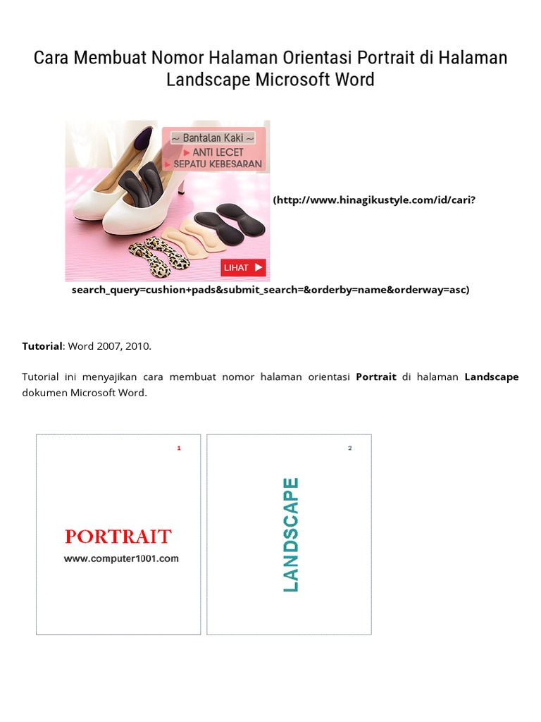 Nomor Halaman Vertikal Pada Halaman Landscape | PDF