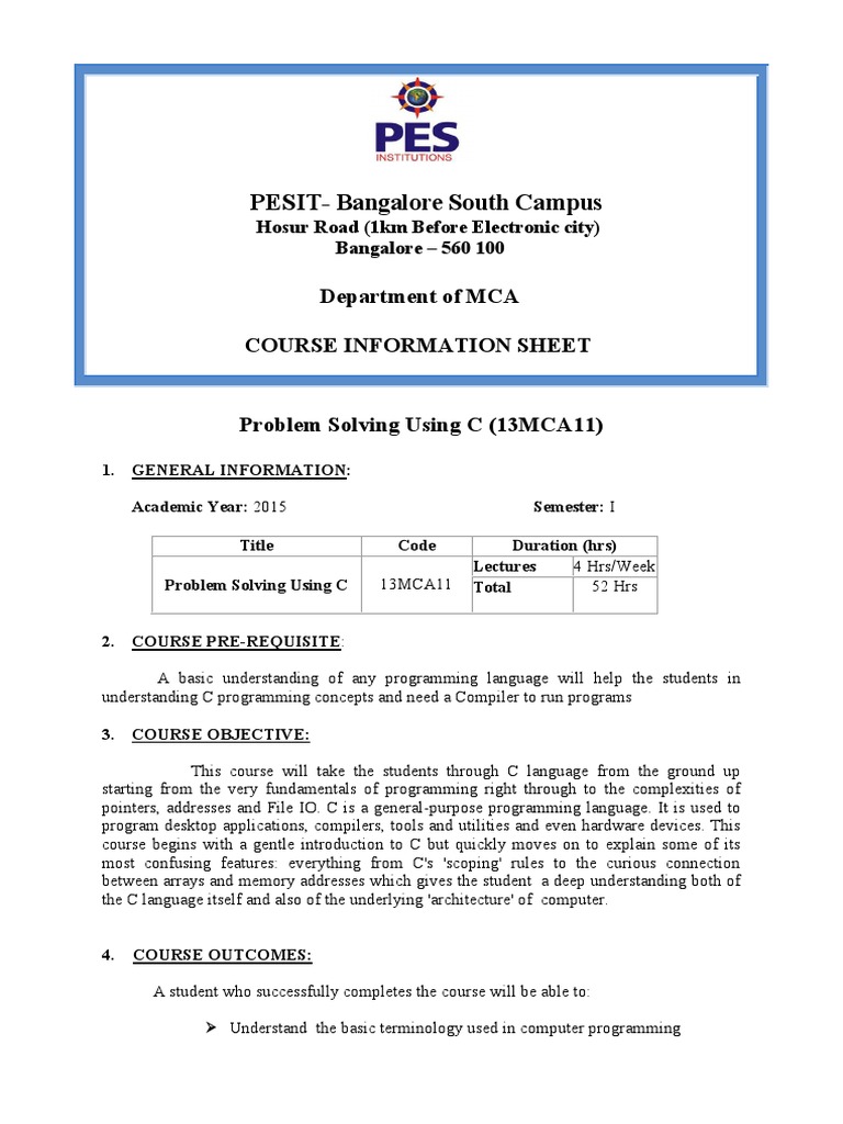 13mca11-Problem Solving Using C | PDF | C (Programming Language) | Data ...