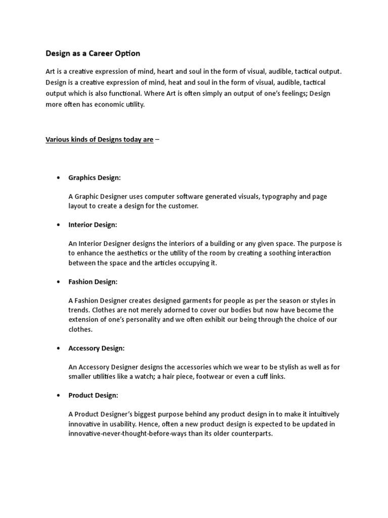 Design As A Career Option | PDF | Product Design | Web Design