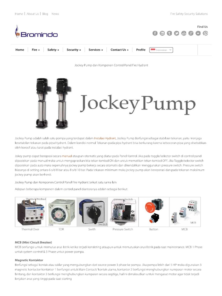 Jockey Pump Dan Komponen Control Panel Fire Hydrant | PDF