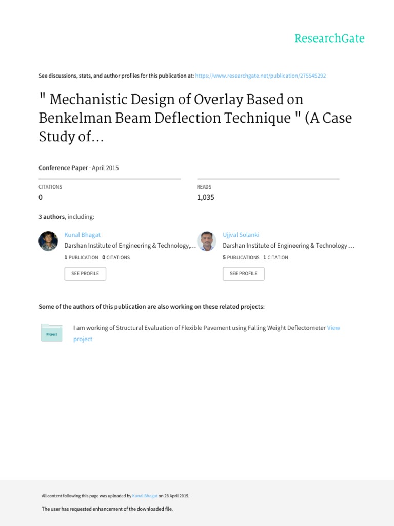 Mechanistic Design of Overlay Based On Benkelman Beam Deflection ...
