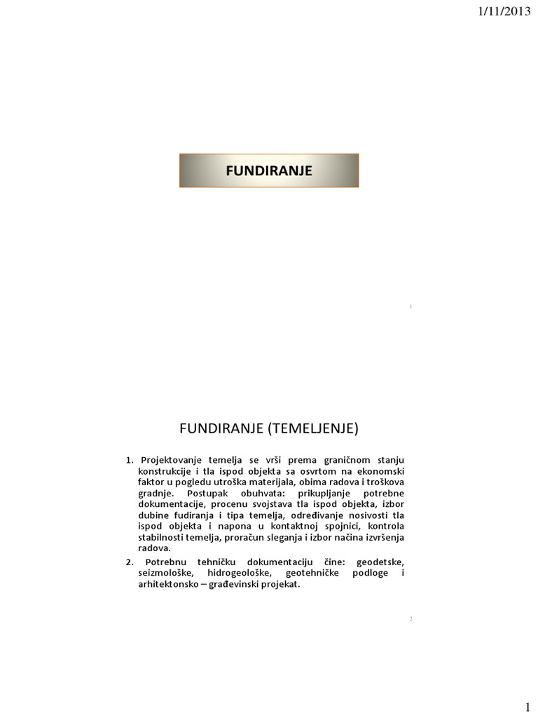 FUNDIRANJE-VEZBA 1-Trakasti Temelji PDF | PDF