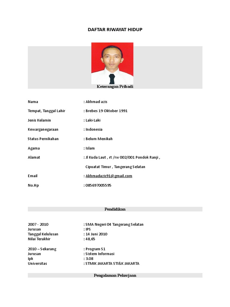 Daftar Riwayat Hidup | PDF