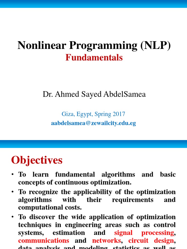 Nonlinear Programming (NLP) : Fundamentals | PDF | Mathematical Optimization | Linear Programming