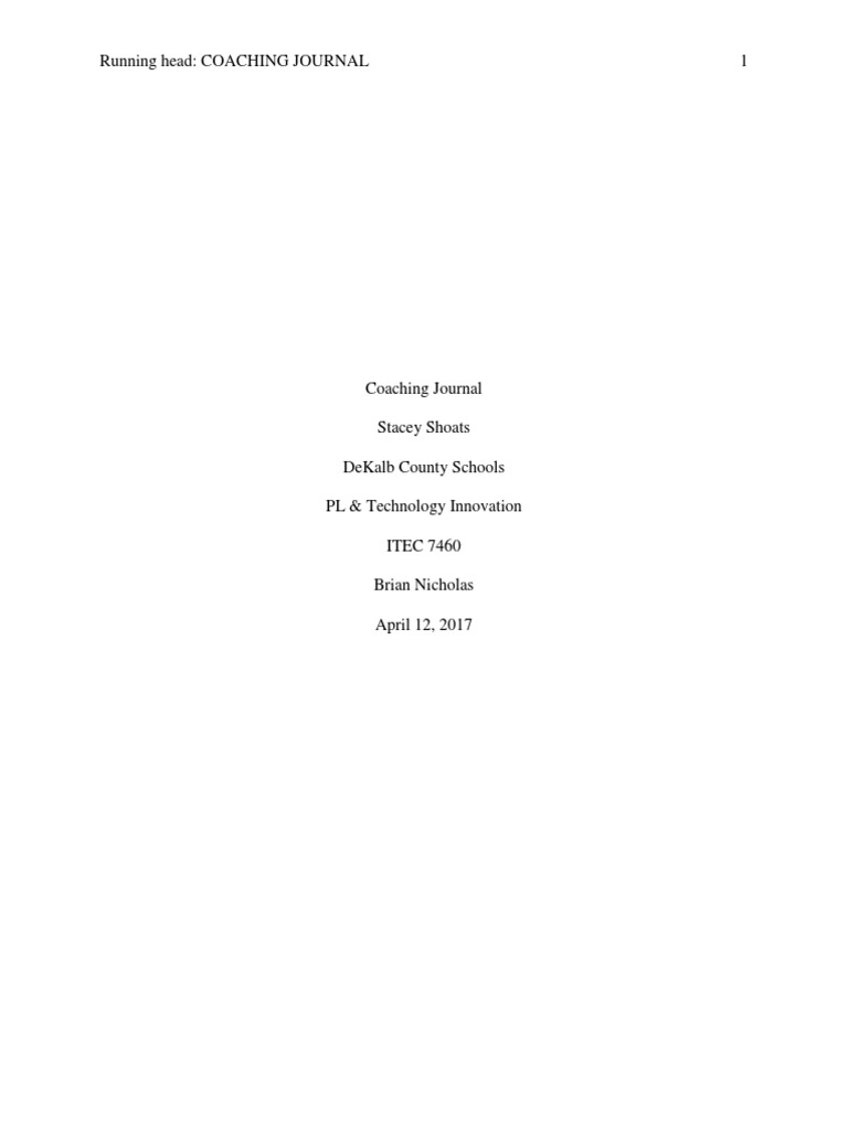 Coaching Journal - Stacey Shoats | PDF | Inquiry Based Learning | Learning