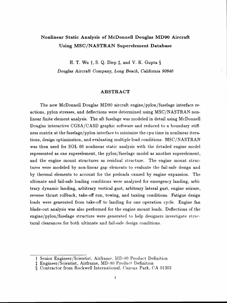 Nonlinear Static Analysis Nastran | PDF