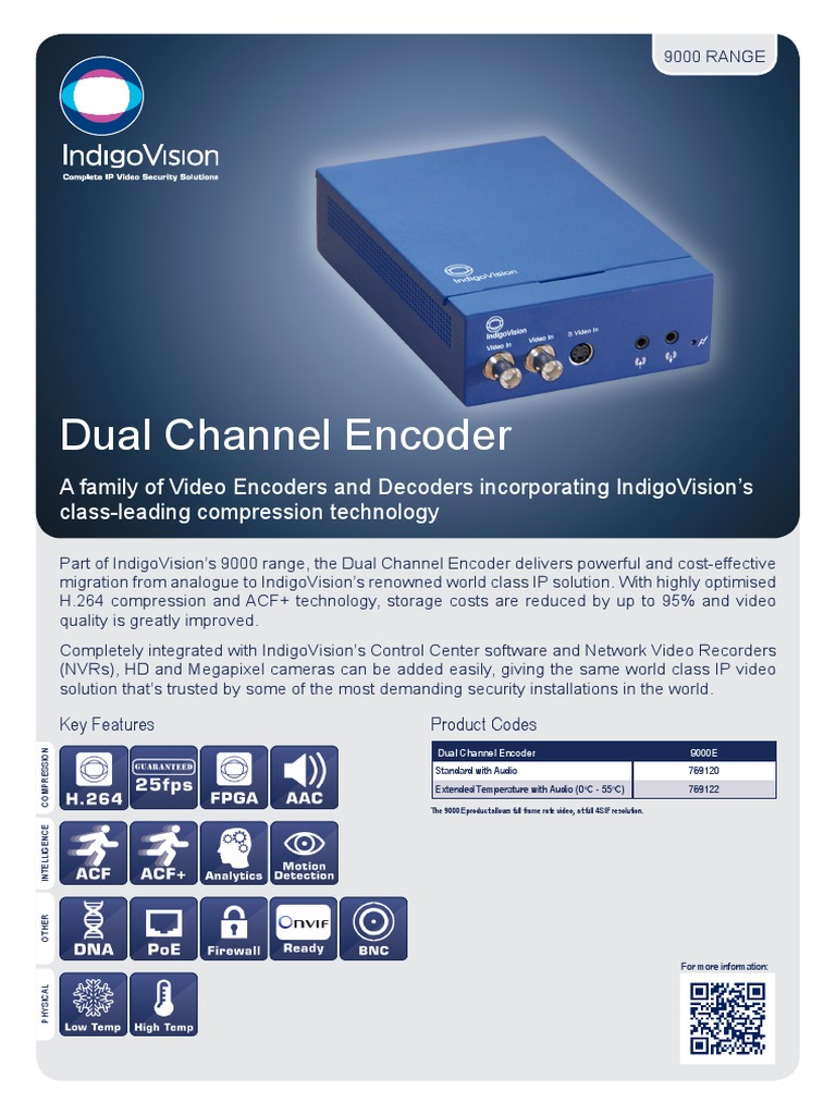 9000 Range Dual Channel Encoder Datasheet A4 | PDF | Video | H.264/Mpeg ...