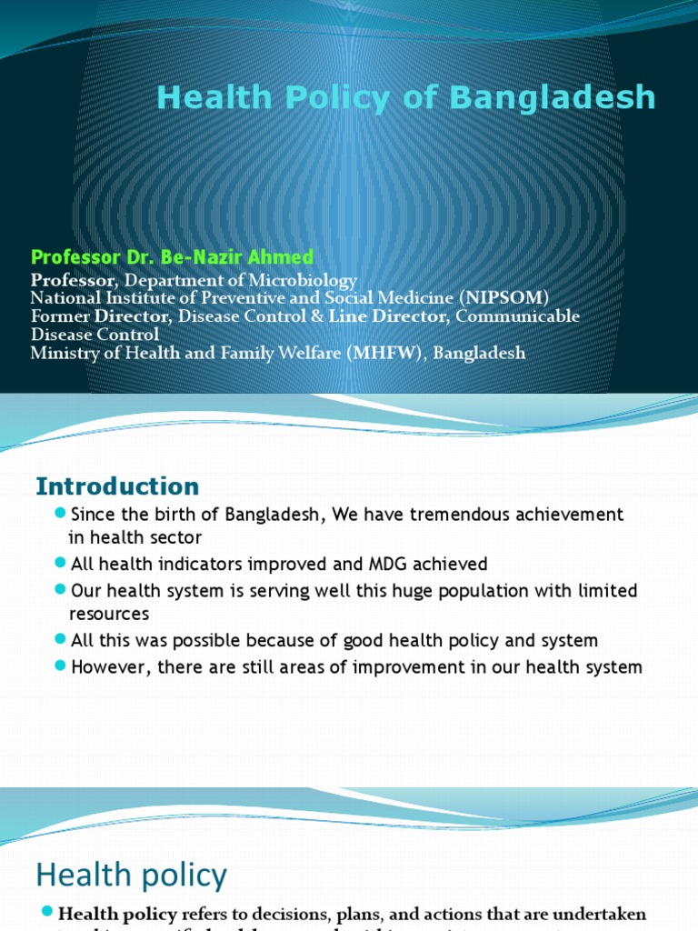 Bangladesh National Health Policy 2011 | PDF | Health Policy | Family ...