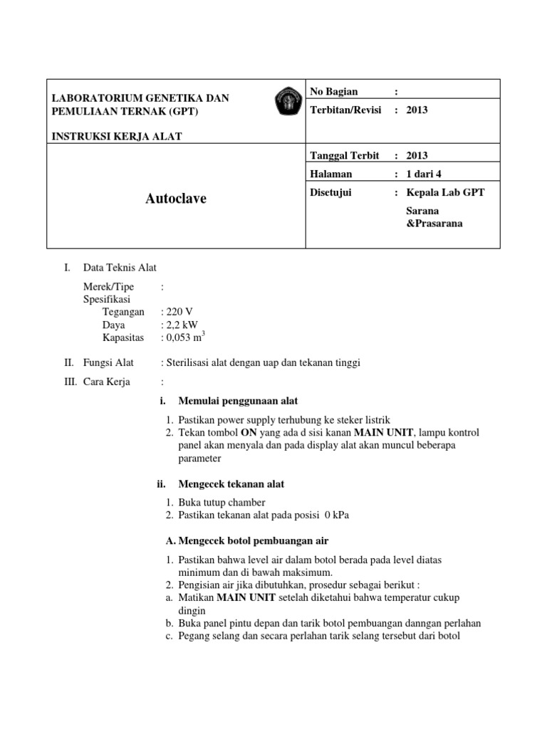 Penggunaan Autoklaf PDF | PDF