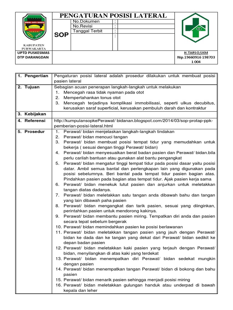 Sop Pengaturan Posisi Lateral | PDF