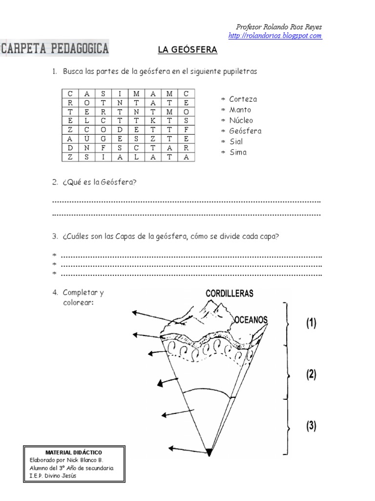 Actividades sobre la Geósfera para Niños | PDF