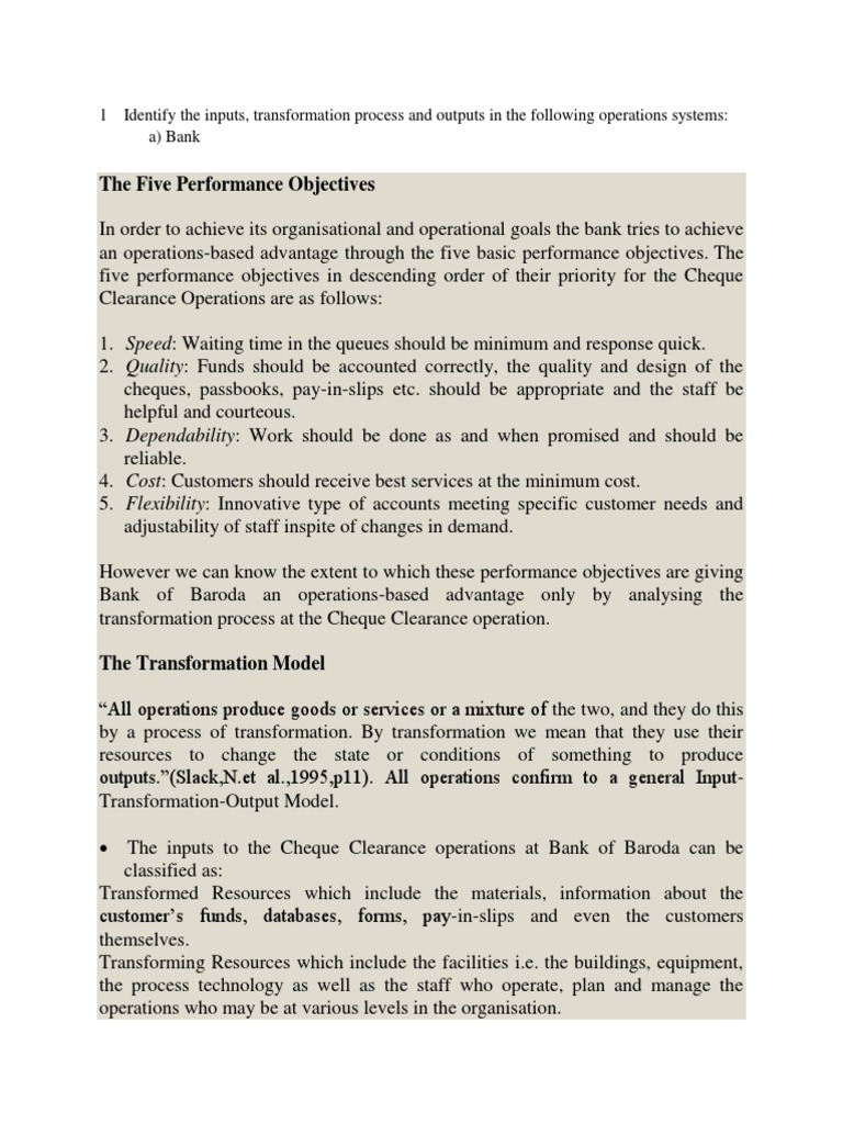 The Five Performance Objectives | PDF | Cheque | Warehouse