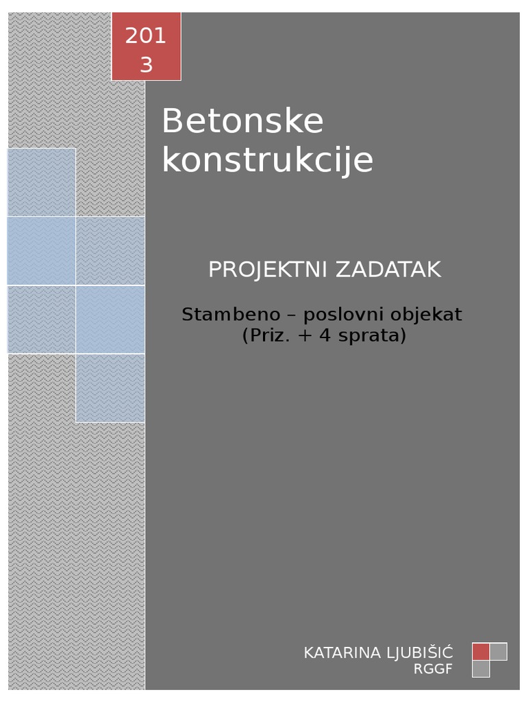 Projektini Zadatak Betonske-Konstrukcije | PDF