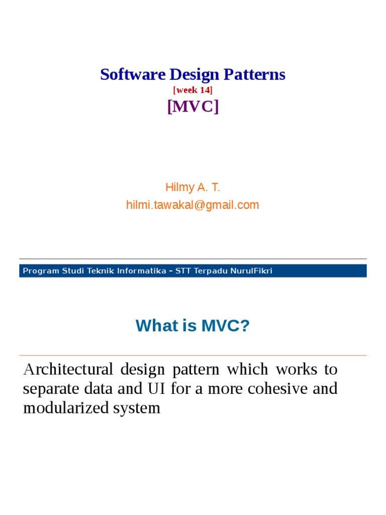 Software Design Patterns: Hilmy A. T | PDF | Model–View–Controller | Computer Science