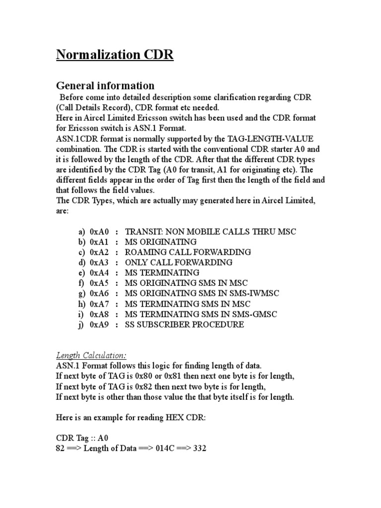 Normalize Ericsson CDR ASN.1 Format | PDF | Electronics | Computer Data