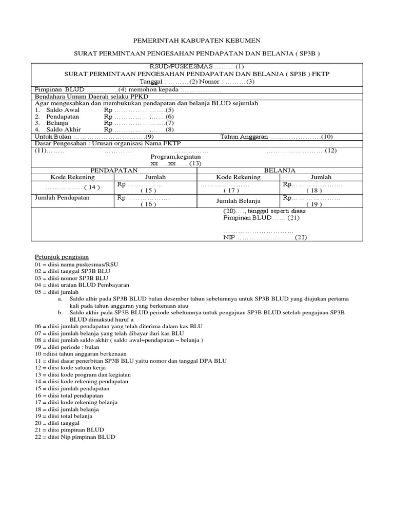 Surat Permintaan Pengesahan SP3B FKTP | PDF
