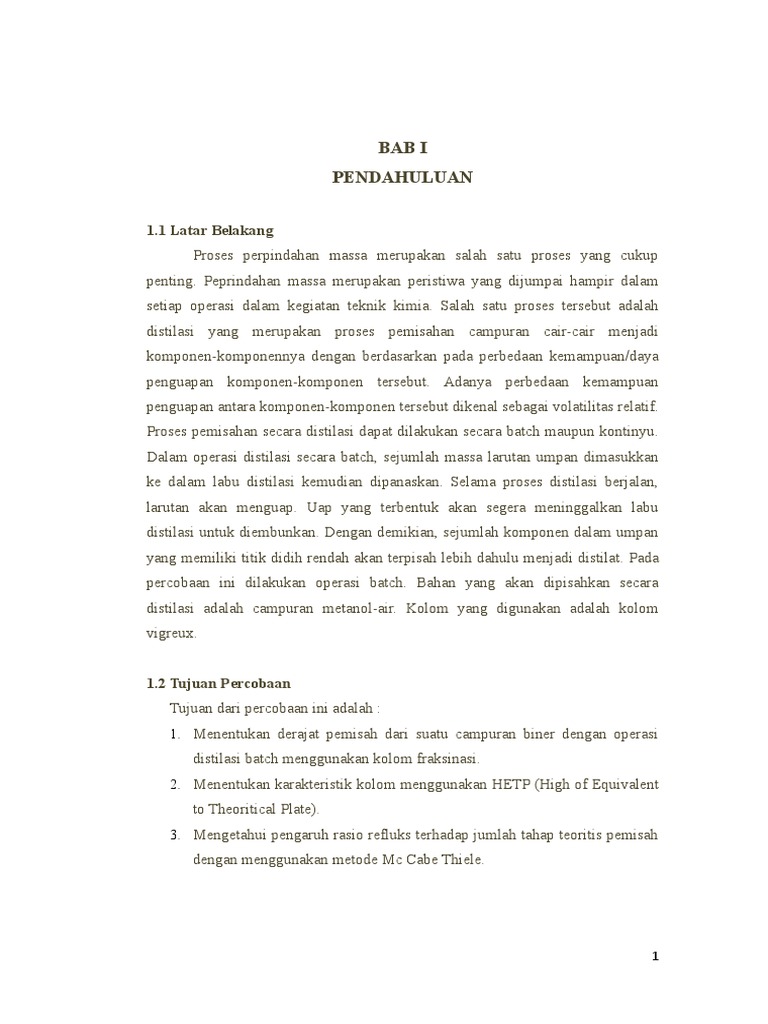 Optimasi Distilasi Batch Metanol-Air | PDF