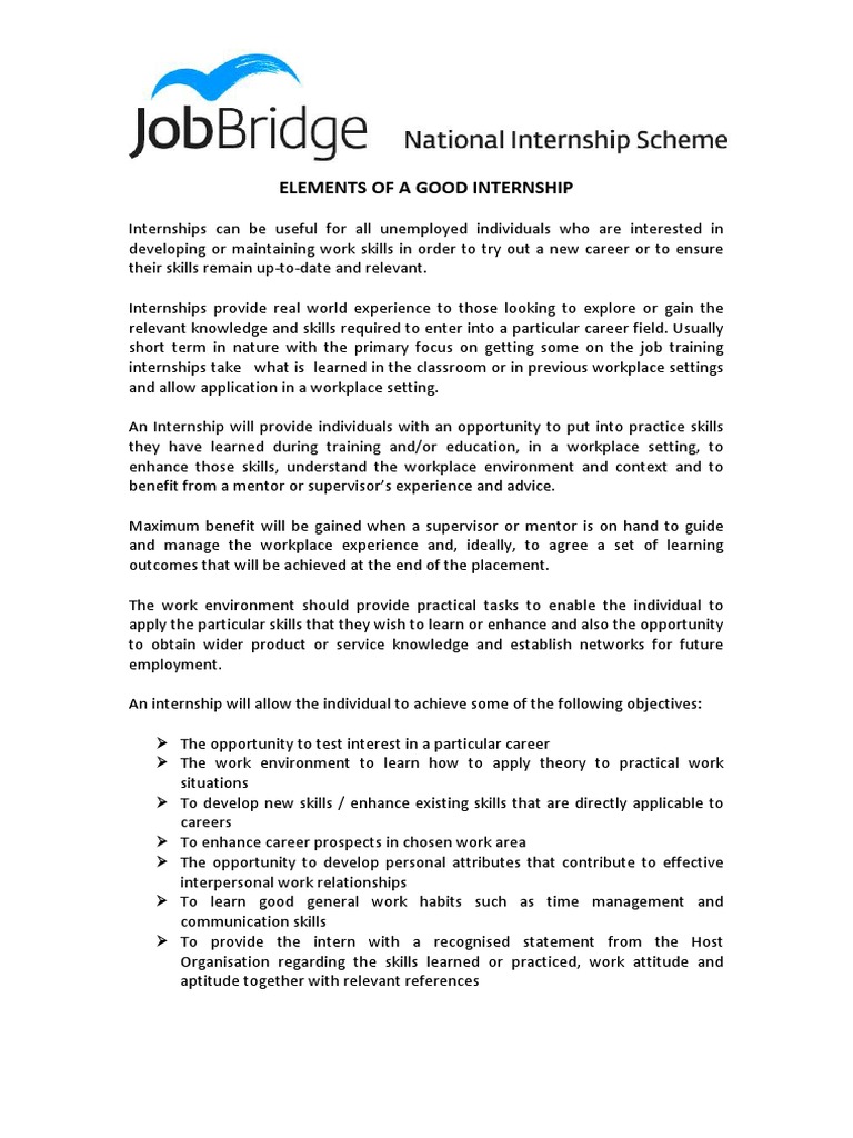 Elements of A Good Internship | PDF