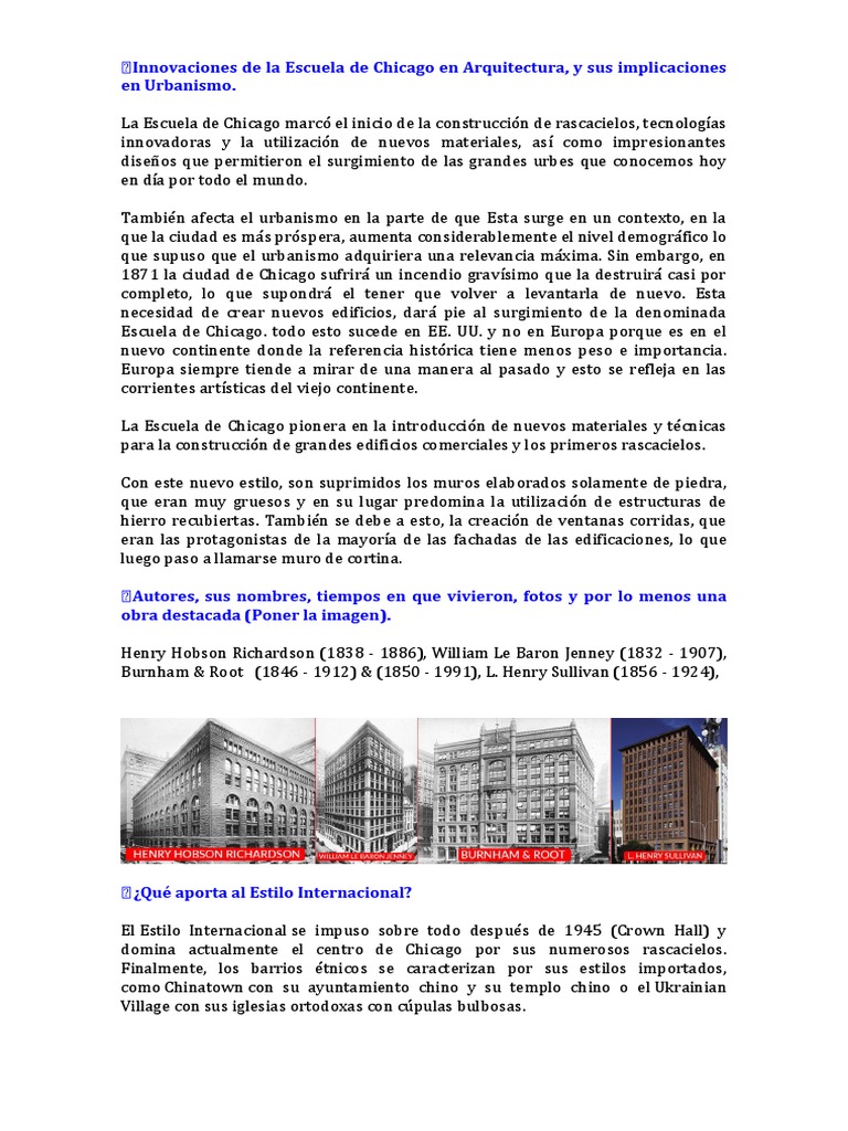La Escuela de Chicago Arquitectura | PDF | Medios de arte | Diseño ...