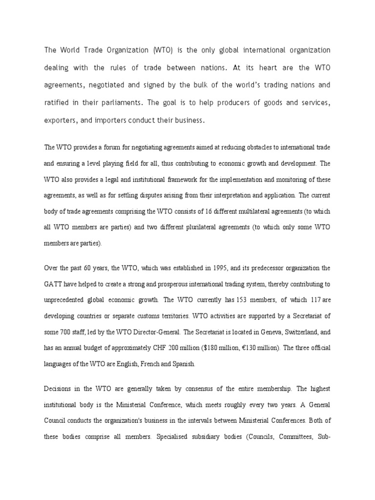 Overview of the World Trade Organization | PDF | World Trade ...