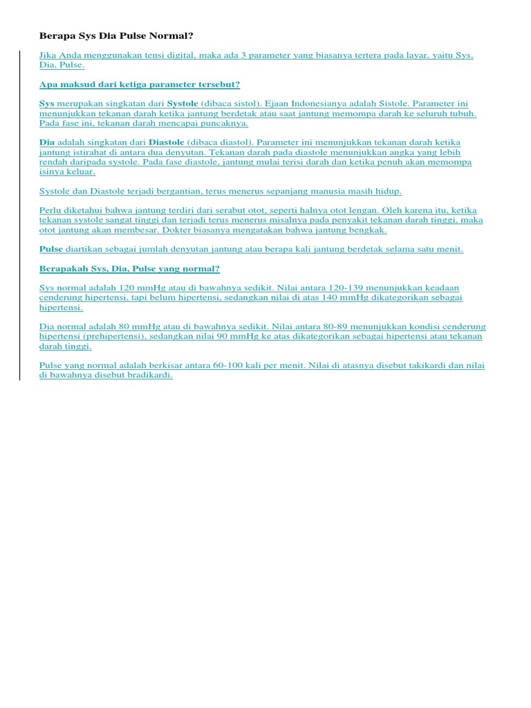 Berapa Sys Dia Pulse Normal PDF