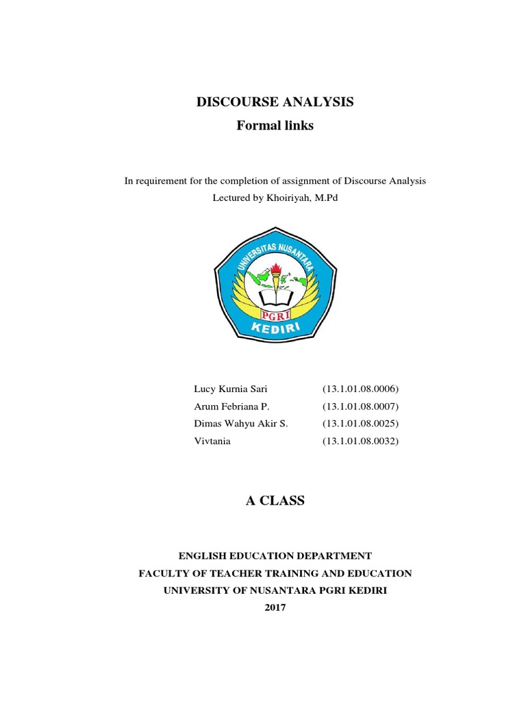 Discourse Analysis Formal Links | PDF | Cognition | Communication