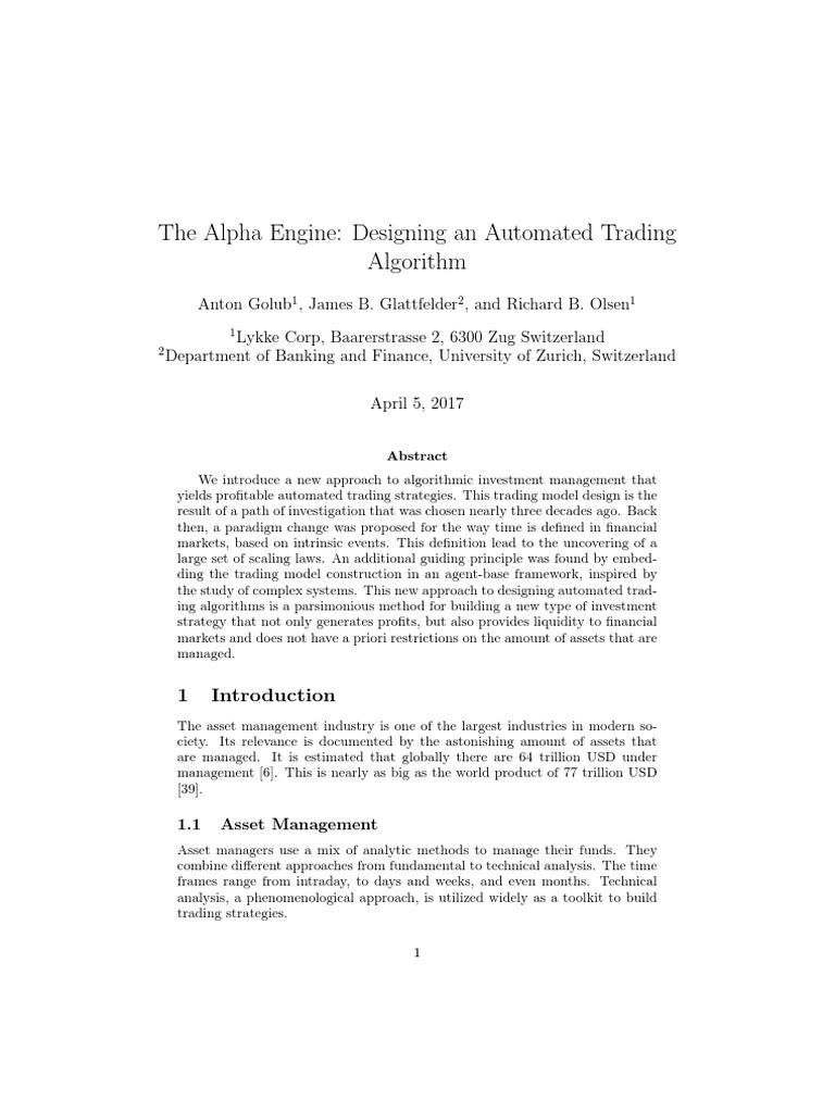 The Alpha Engine Designing An Automated Trading Algorithm | PDF ...