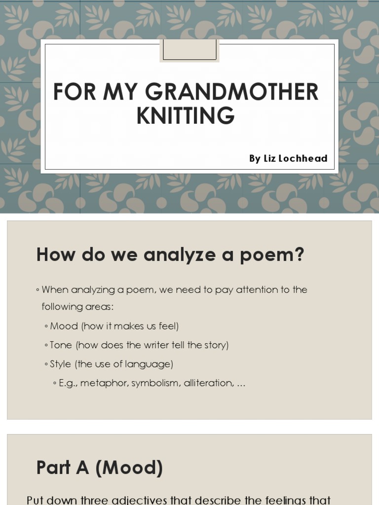 For My Grandmother Knitting | PDF | Song Structure | Poetry