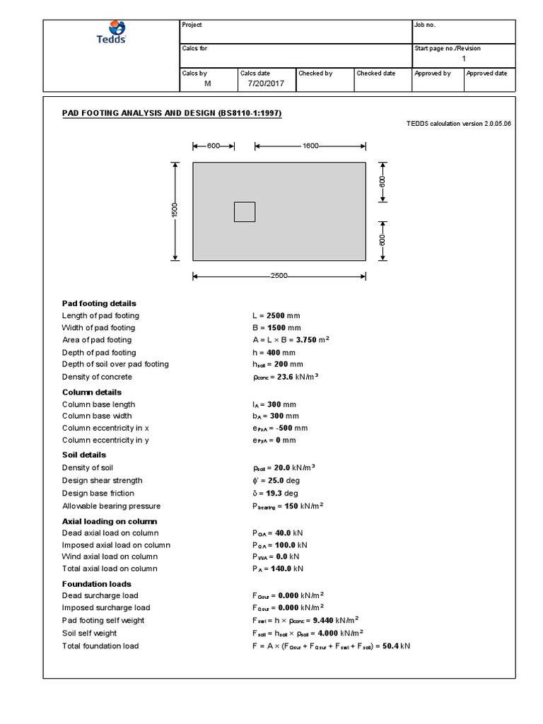 Pad Footing Design and Analysis Report | PDF | Bearing (Mechanical ...