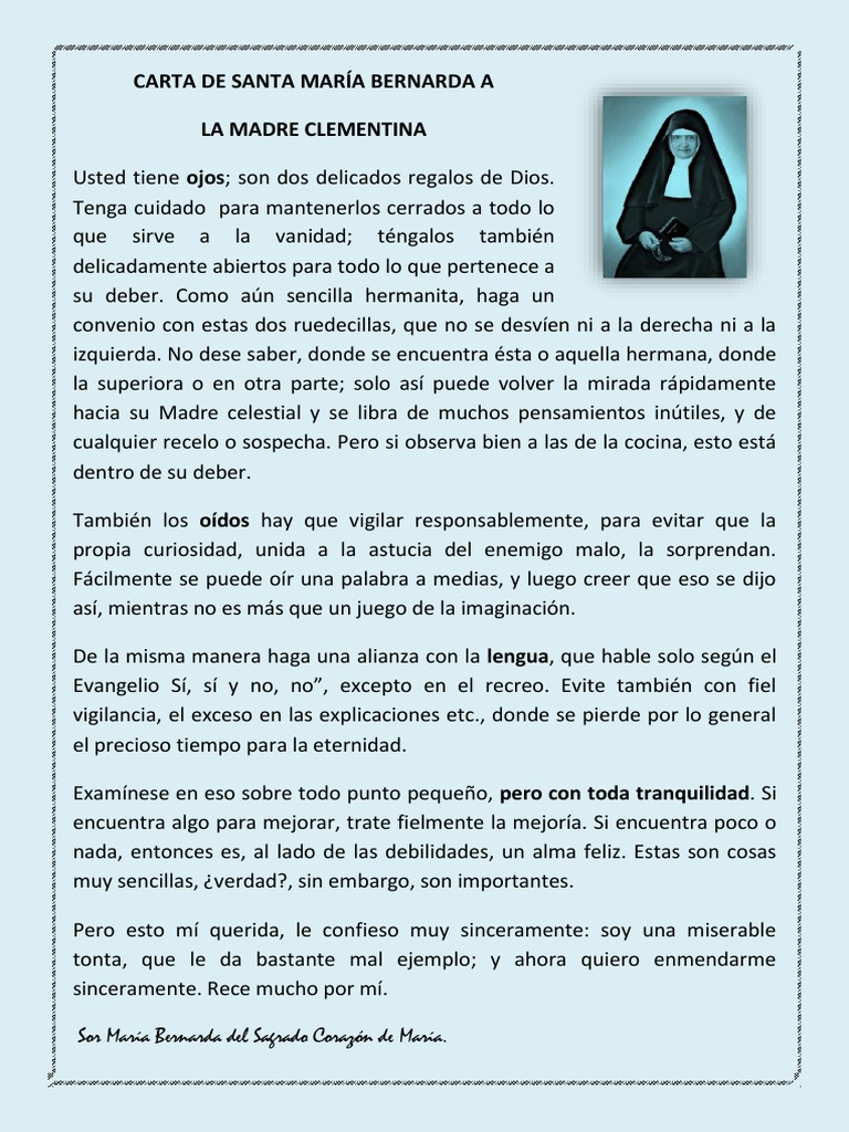 Carta de Santa María Bernarda A La Madre Clementin1 2 | PDF