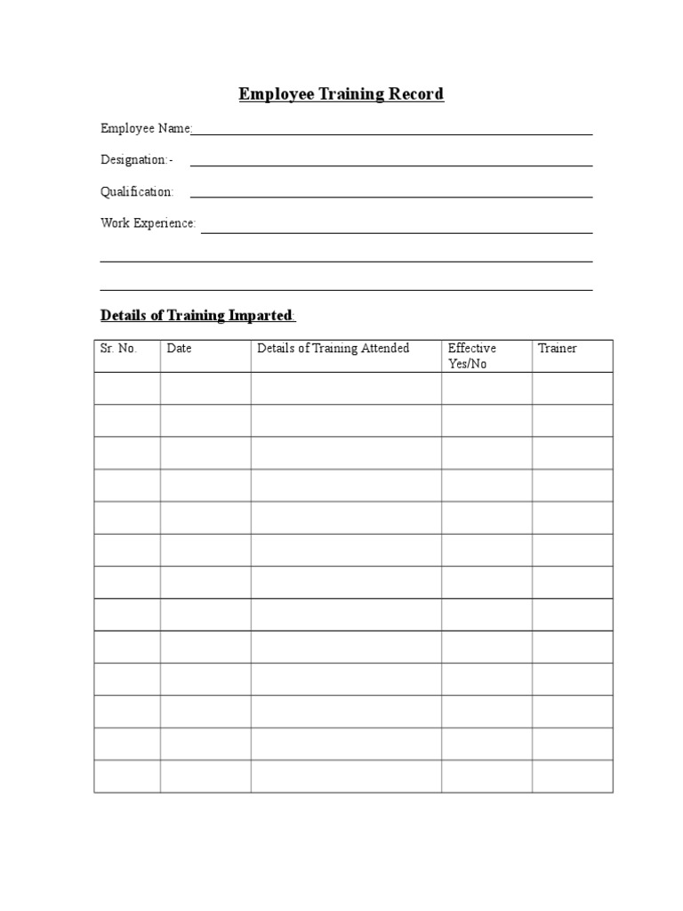 Employee Training Record Template | PDF | Employee