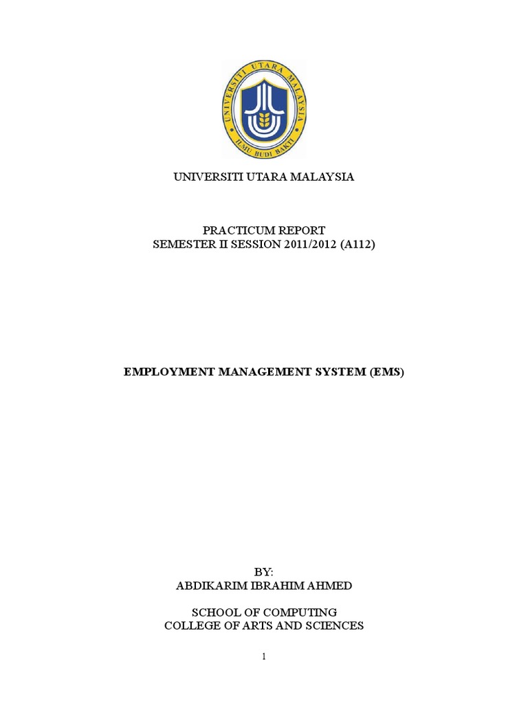 Universiti Utara Malaysia: Employment Management System (Ems) | PDF | Usability | Databases