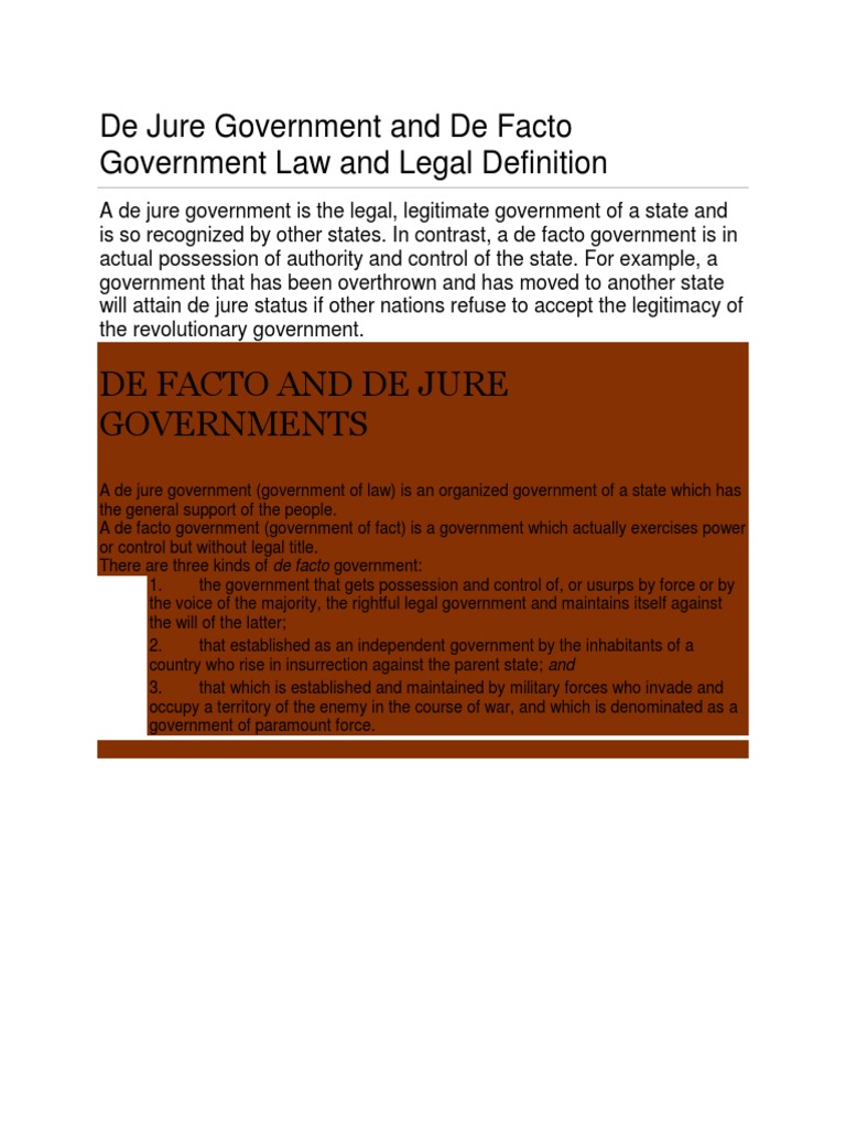 Kinds of Governments | PDF | Sovereignty | De Facto
