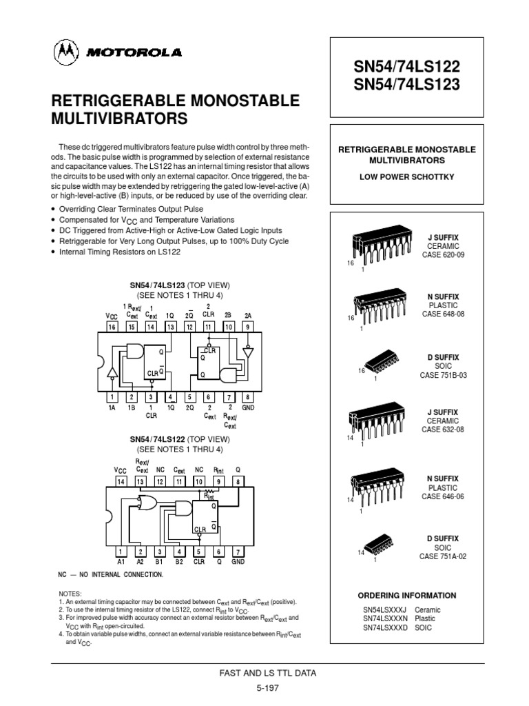 74LS123 | PDF | Capacitor | Resistor
