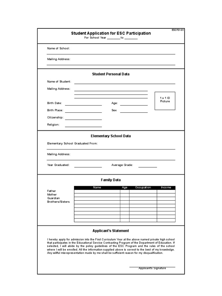 Sy 2016-2017 Esc Forms | PDF | Tuition Payments | Fee