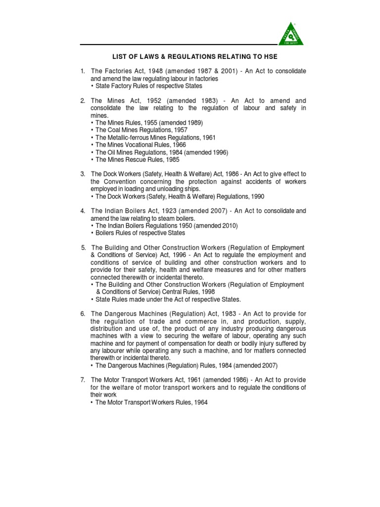 HSE Laws and Regulations Overview | PDF | Waste | Energy And Resource
