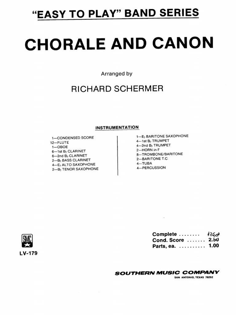 Chórale and Canon: Easy To Play" Band Series | PDF | Saxophone ...